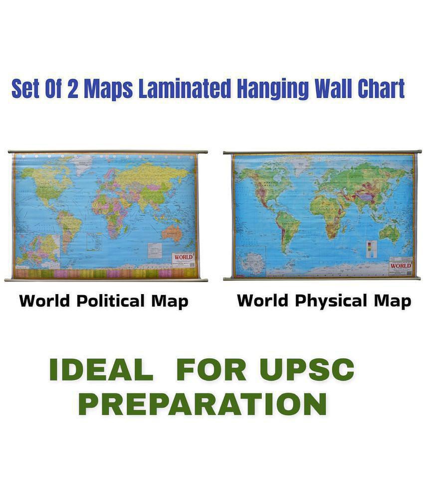 Buy Combo World Political Map And World Physical Map Chart Laminated ...